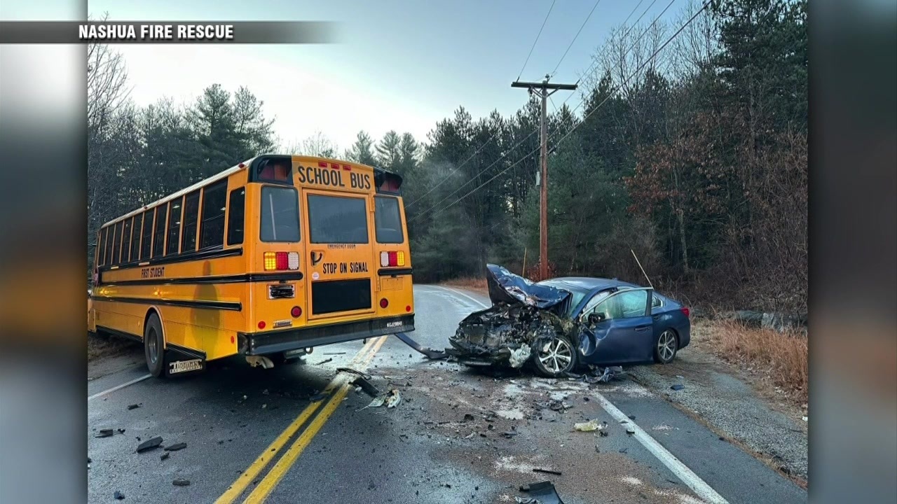 School bus crash in Nashua sends one to hospital - Boston News, Weather ...