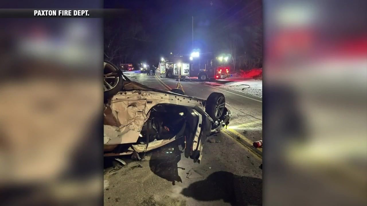 1 rushed to hospital after Paxton rollover crash - Boston News, Weather ...