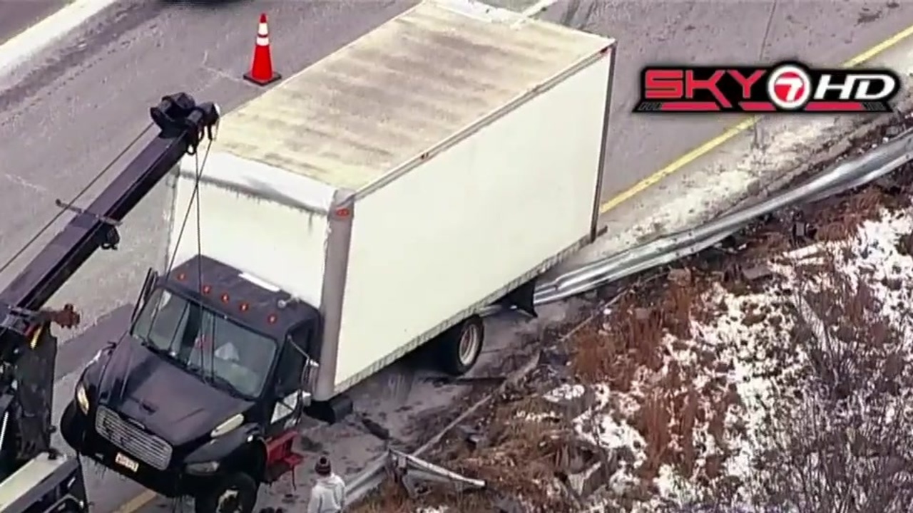 Box truck crashes into ditch off I-90 in Weston - Boston News, Weather ...