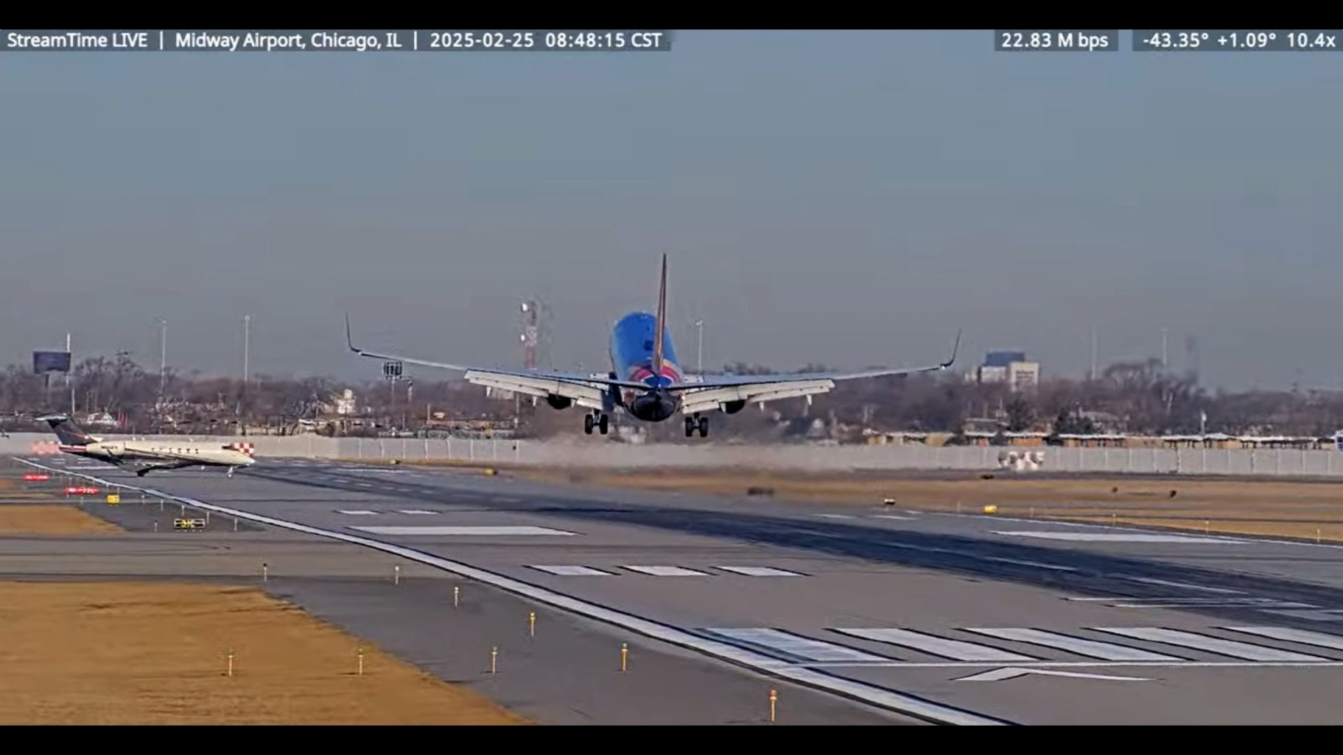 Southwest jet attempting to land at Chicago Midway Airport nearly collides with a private plane ...