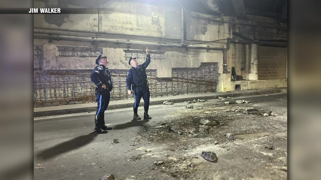 Falling concrete in Prudential Tunnel in Boston causes traffic jam ...