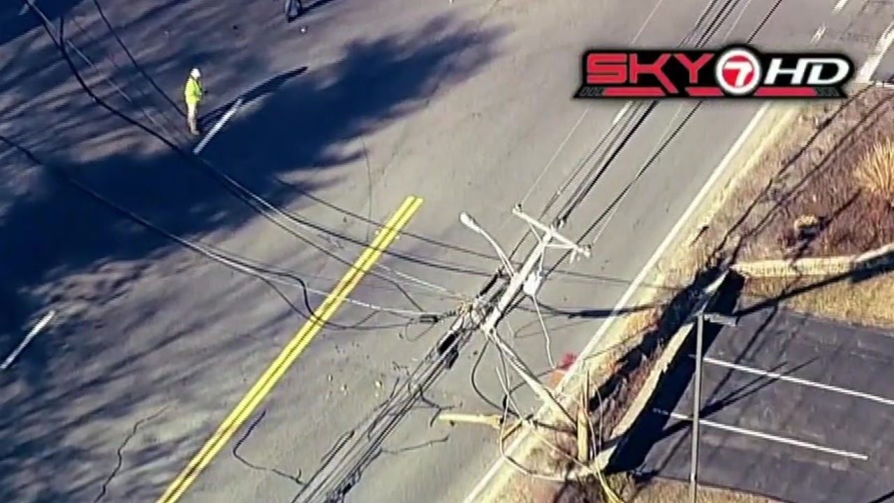 Downed power lines on Route 125 in North Andover - Boston News, Weather ...