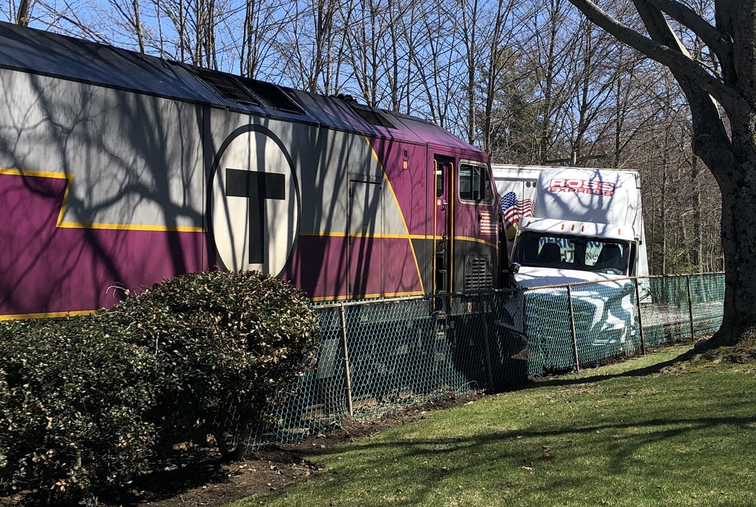 Crash between MBTA train, tractor-trailer in Canton, person taken to ...