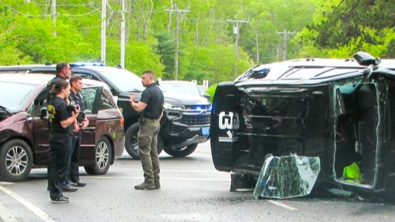 Sandwich police officer hospitalized following rollover crash involving ...