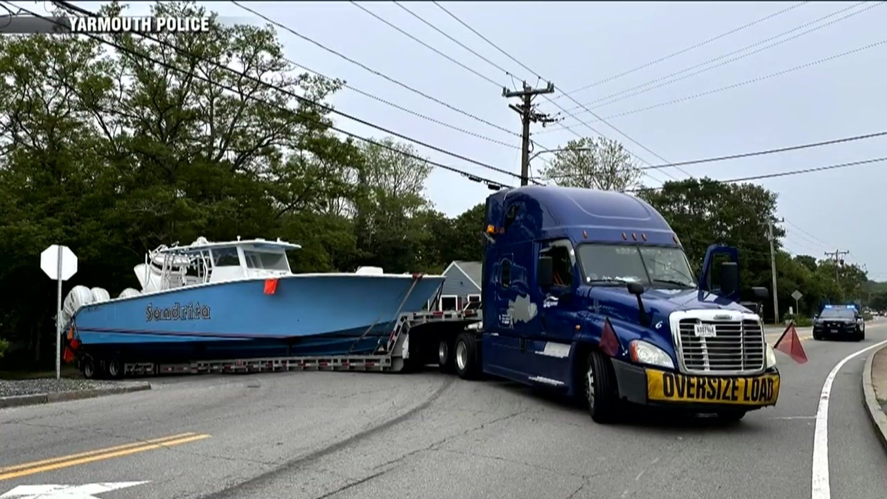 Road reopened after tractor-trailer towing boat in Yarmouth became ...