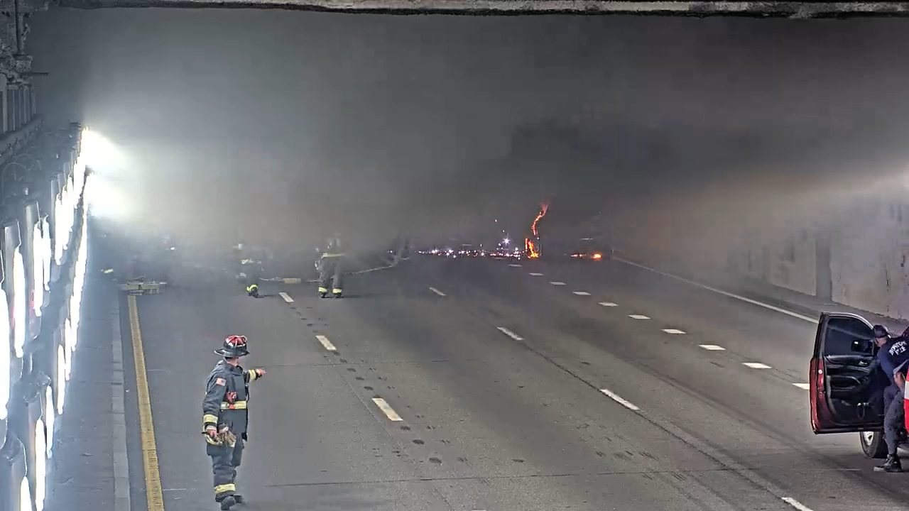 WATCH: Car fire briefly closes Prudential Tunnel on I-90 East - Boston ...