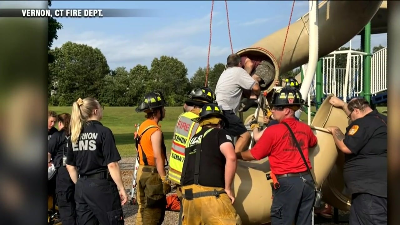 Crews rescue 40-year-old man stuck in slide - Boston News, Weather ...