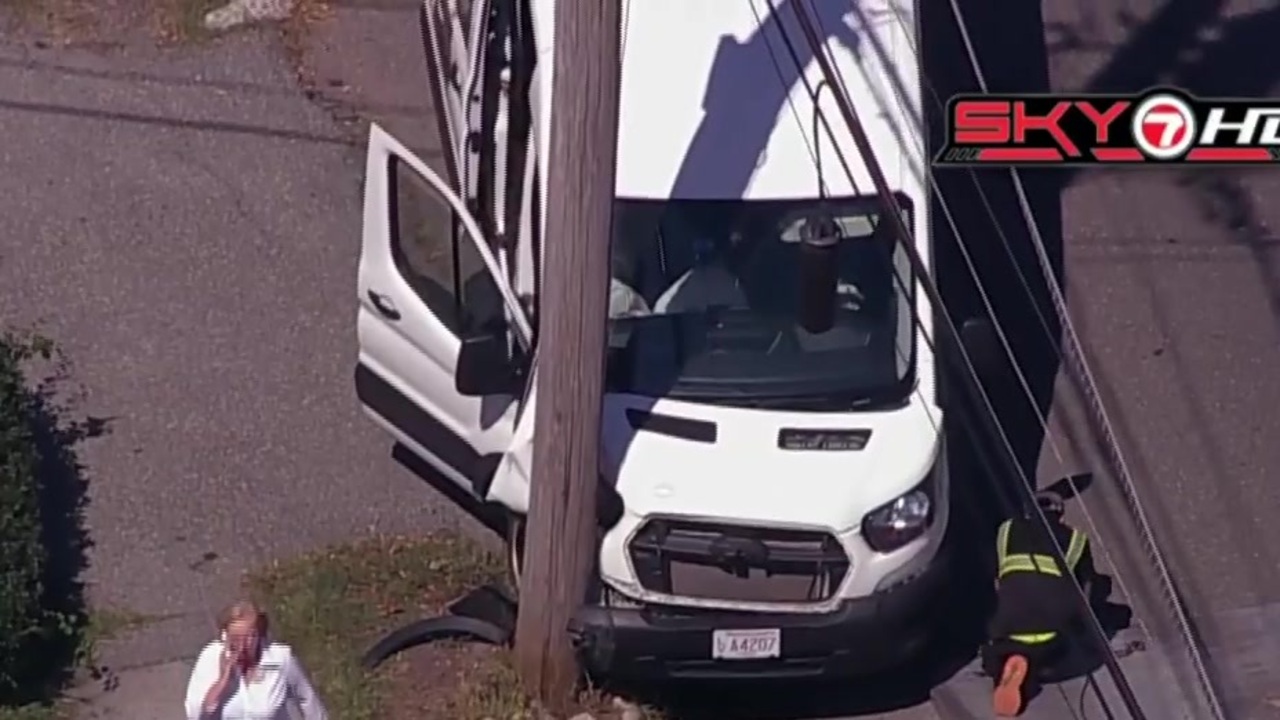 Crews respond after van hits utility pole in Peabody - Boston News ...