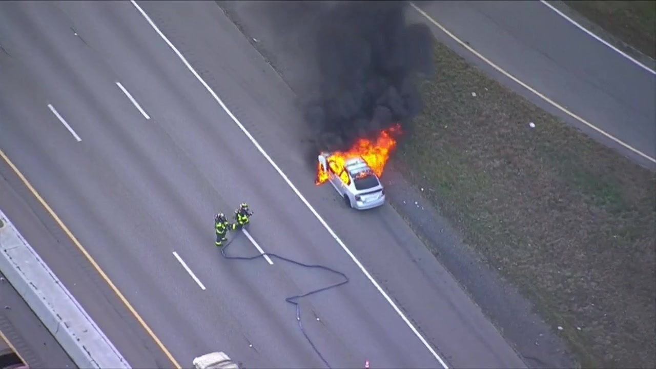 Car fire on Route 128 in Reading - Boston News, Weather, Sports | WHDH ...