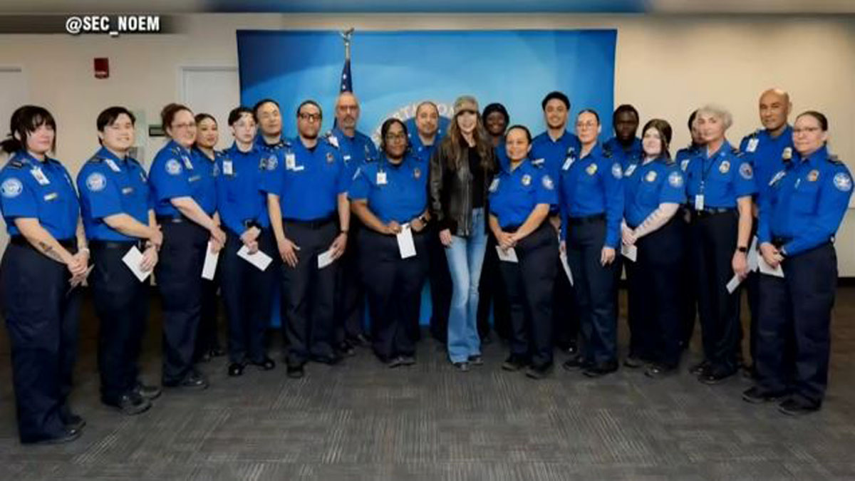 Homeland Security Sec. Kristi Noem delivers bonus checks to TSA agents ...