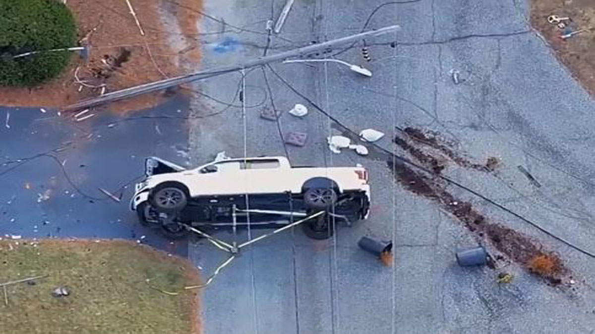 Rollover crash in Yarmouth snaps pole, downs wires - Boston News ...