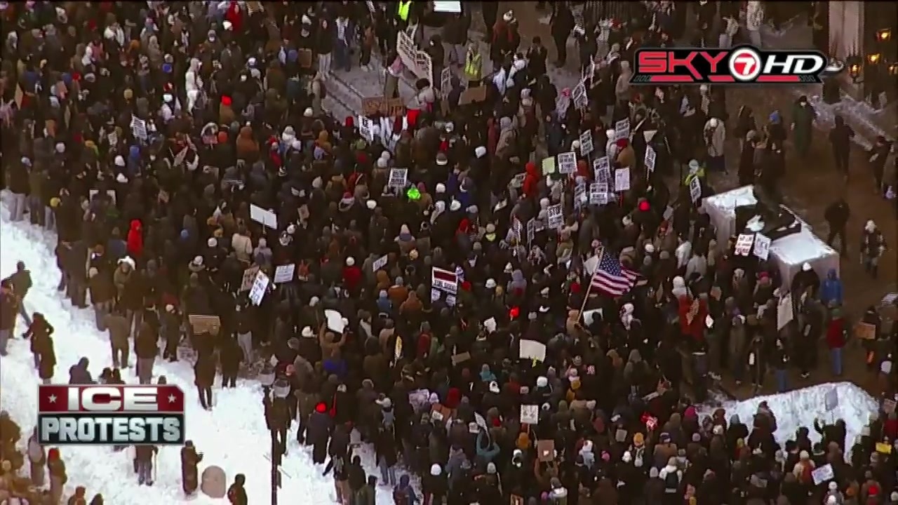 Crowd marches through Boston as part of nationwide protest against ICE ...