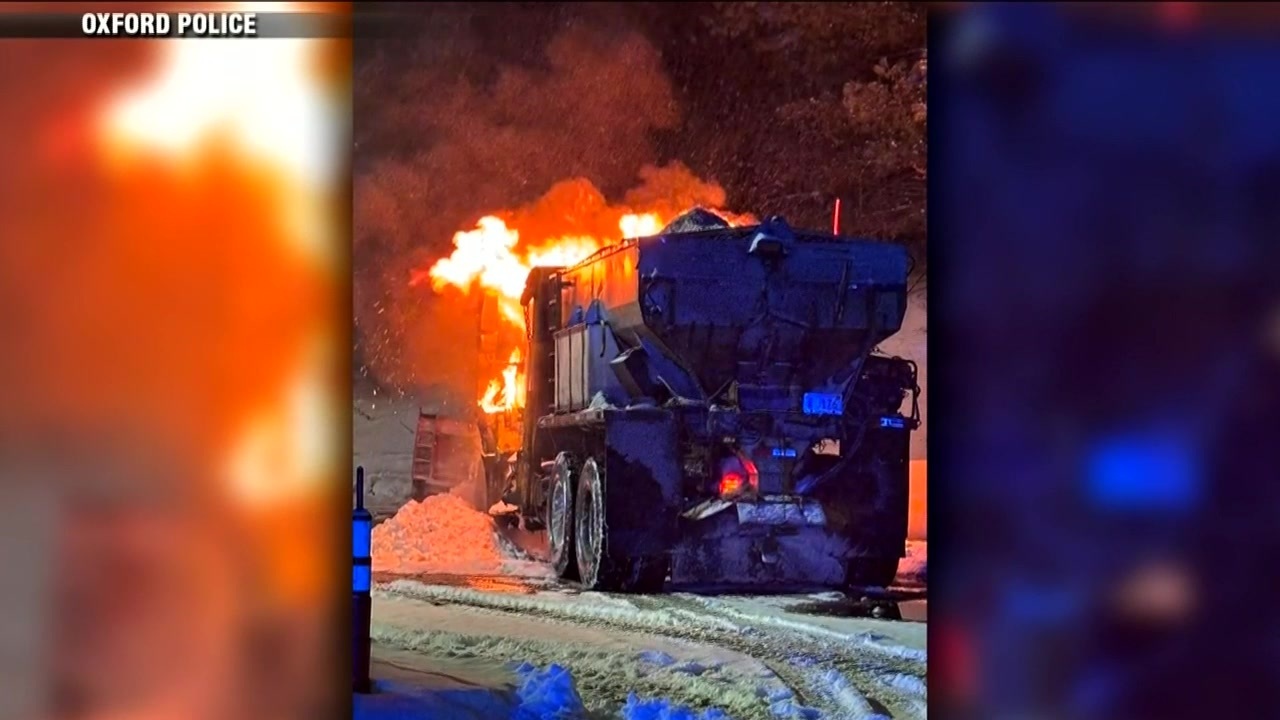Dump truck catches fire in Oxford - Boston News, Weather, Sports | WHDH ...