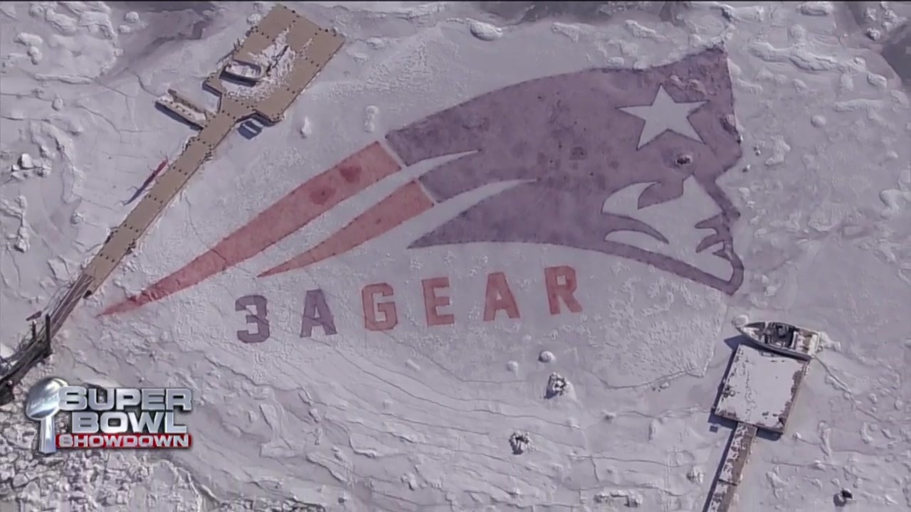 WATCH: Weymouth company paints 180-foot Patriots logo on ice near store ...