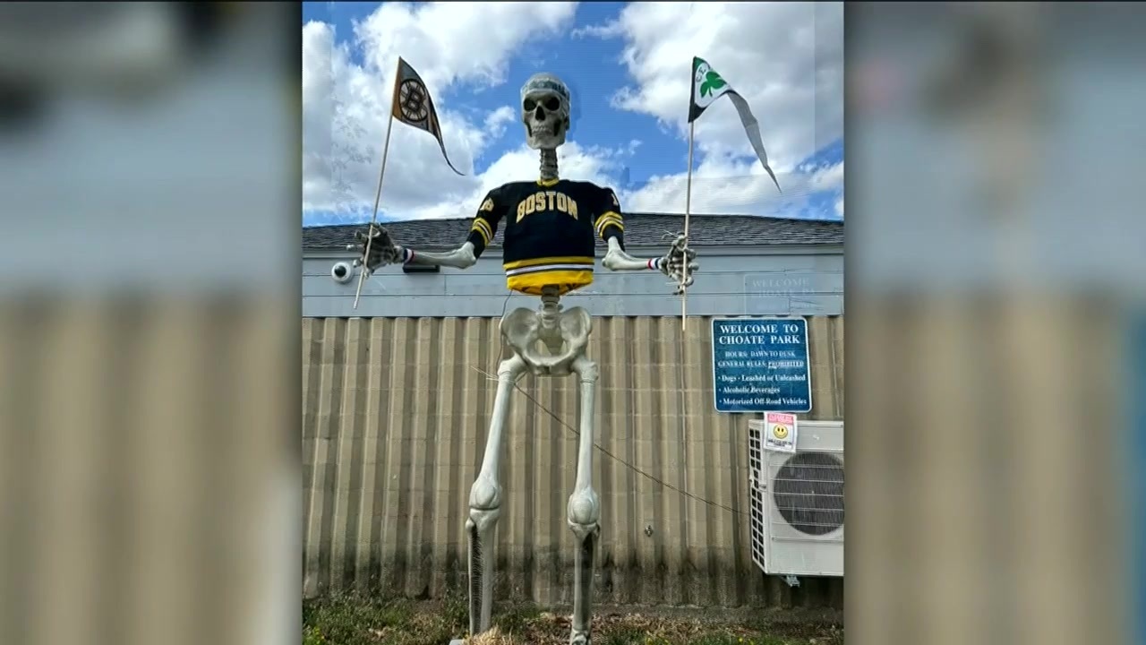 Head stolen from beloved skeleton in Medway park returned - Boston News ...