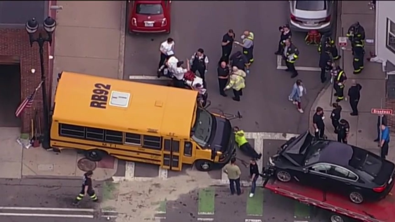 9 students hospitalized after school bus crash in Everett - Boston News ...