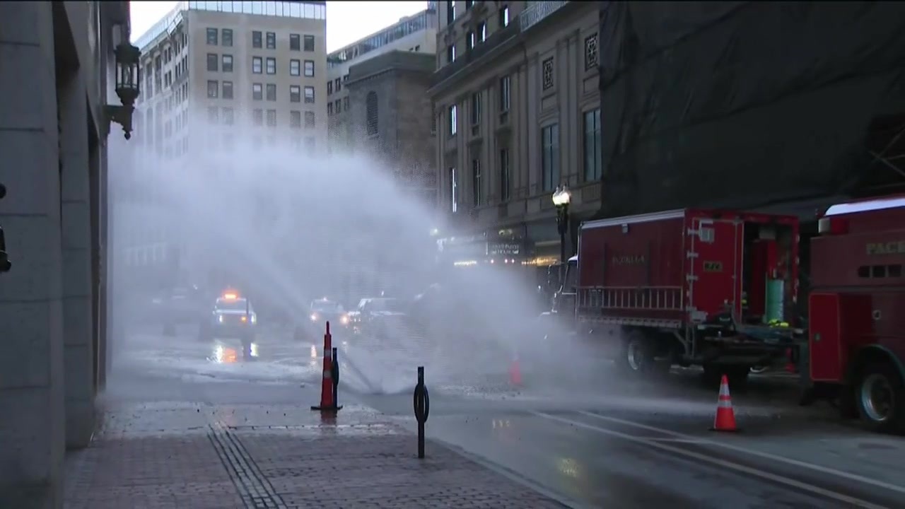 Water main break sparks geyser on Tremont Street - Boston News, Weather ...
