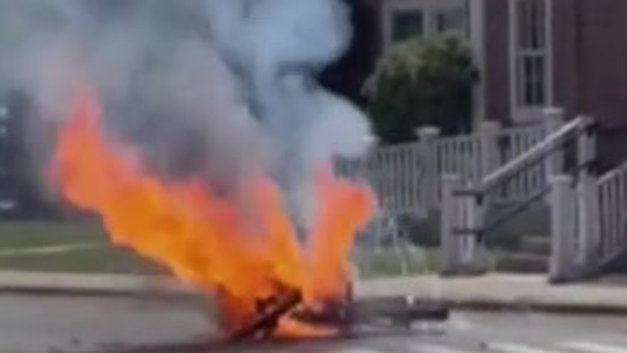 FIRST ON 7: Electric dirt bike catches fire after crash in Bedford ...